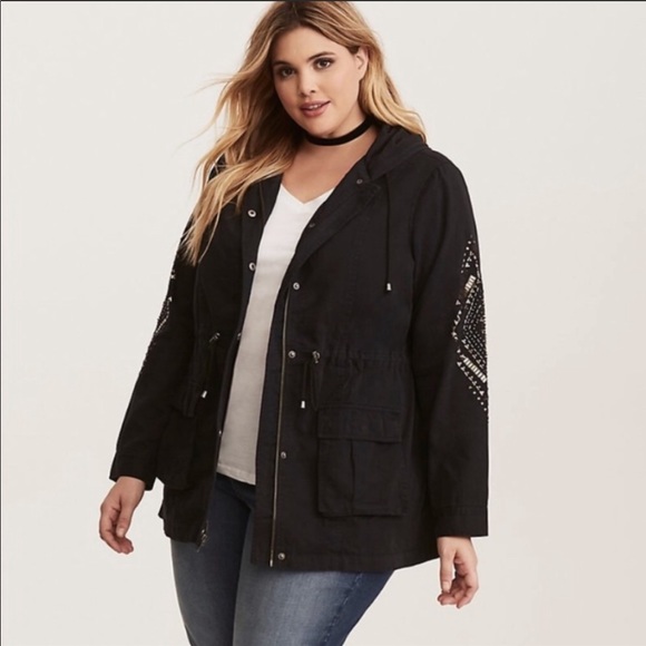 torrid | Jackets & Coats | Torrid Embellished Black Utility Jacket 3 ...
